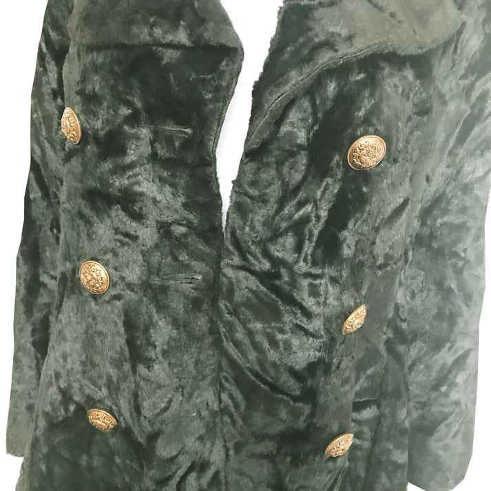 Vintage 1960s Green Crushed Velvet Double-Breasted Pea Coat – Shop ...