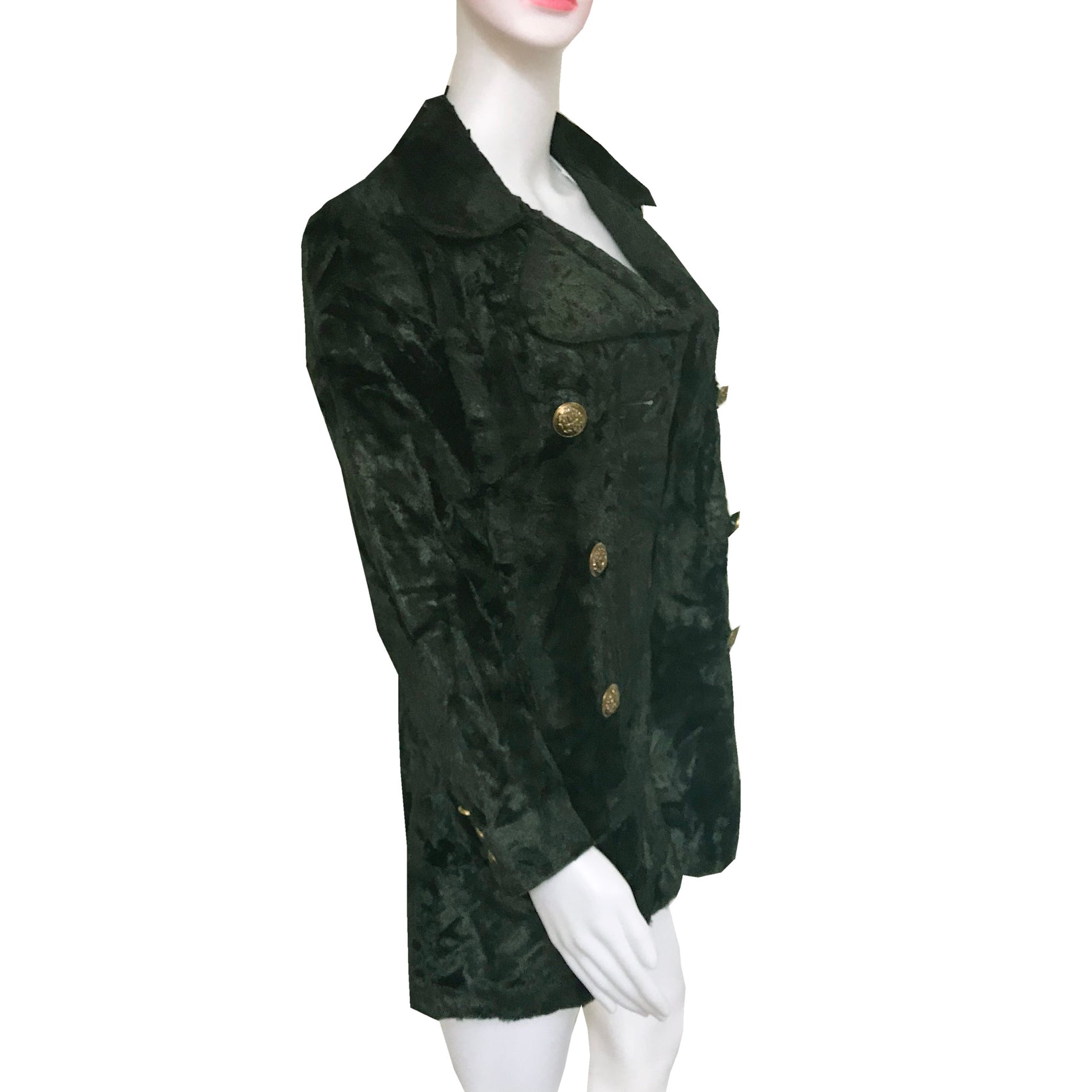 Vintage 1960s Green Crushed Velvet Double-Breasted Pea Coat – Shop ...
