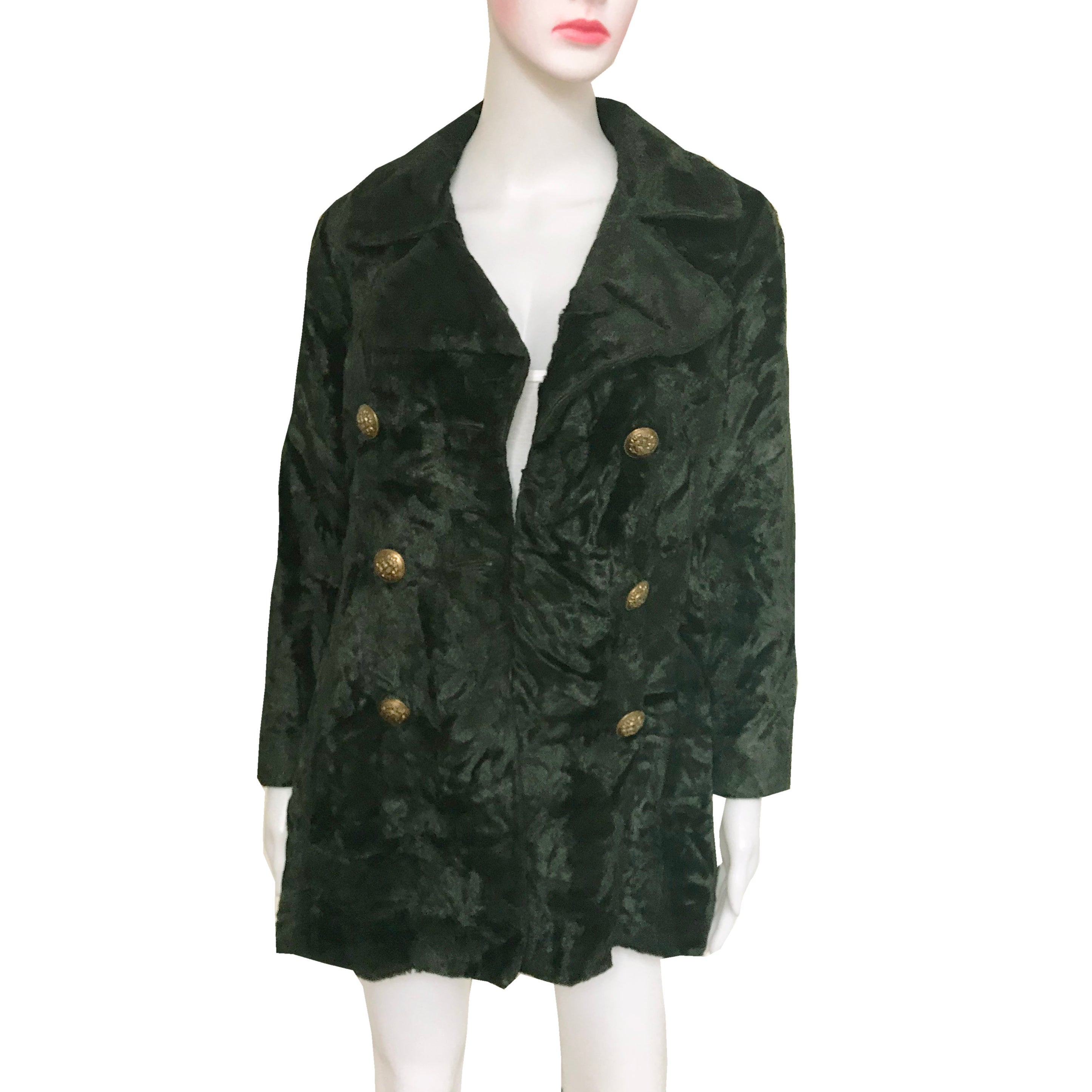 Vintage 1960s Green Crushed Velvet Double-Breasted Pea Coat – Shop ...
